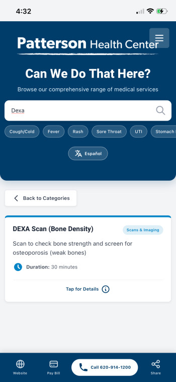New Tool: Instantly Search Our Medical Services | Patterson Health Center